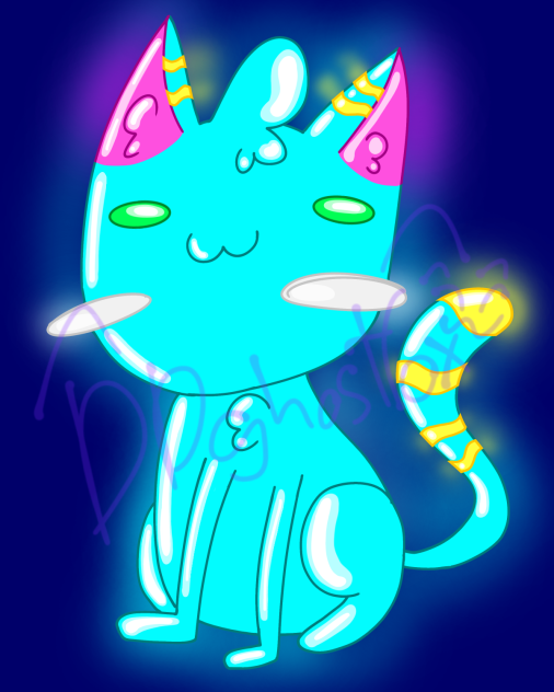 Neon glowing cat - ibisPaint