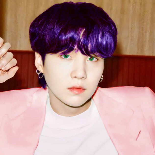 suga with purple hair and green eyes - ibisPaint