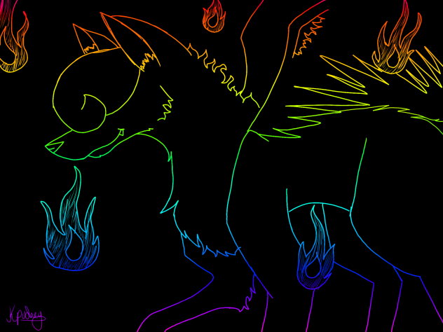 rainbow wolf silhouette - ibisPaint