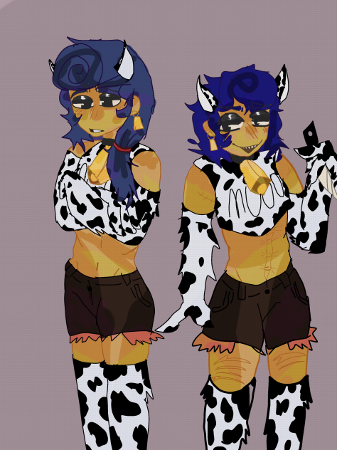 RF and butcher in cow outfits - ibisPaint