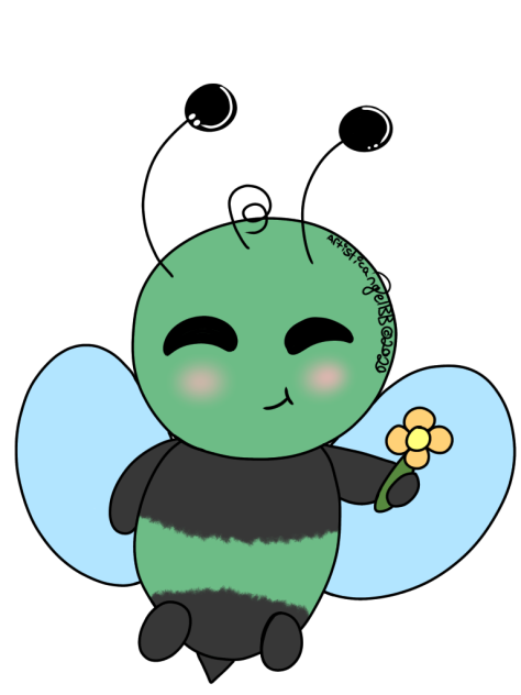 Green Bumble Bee With Flower - - ibisPaint