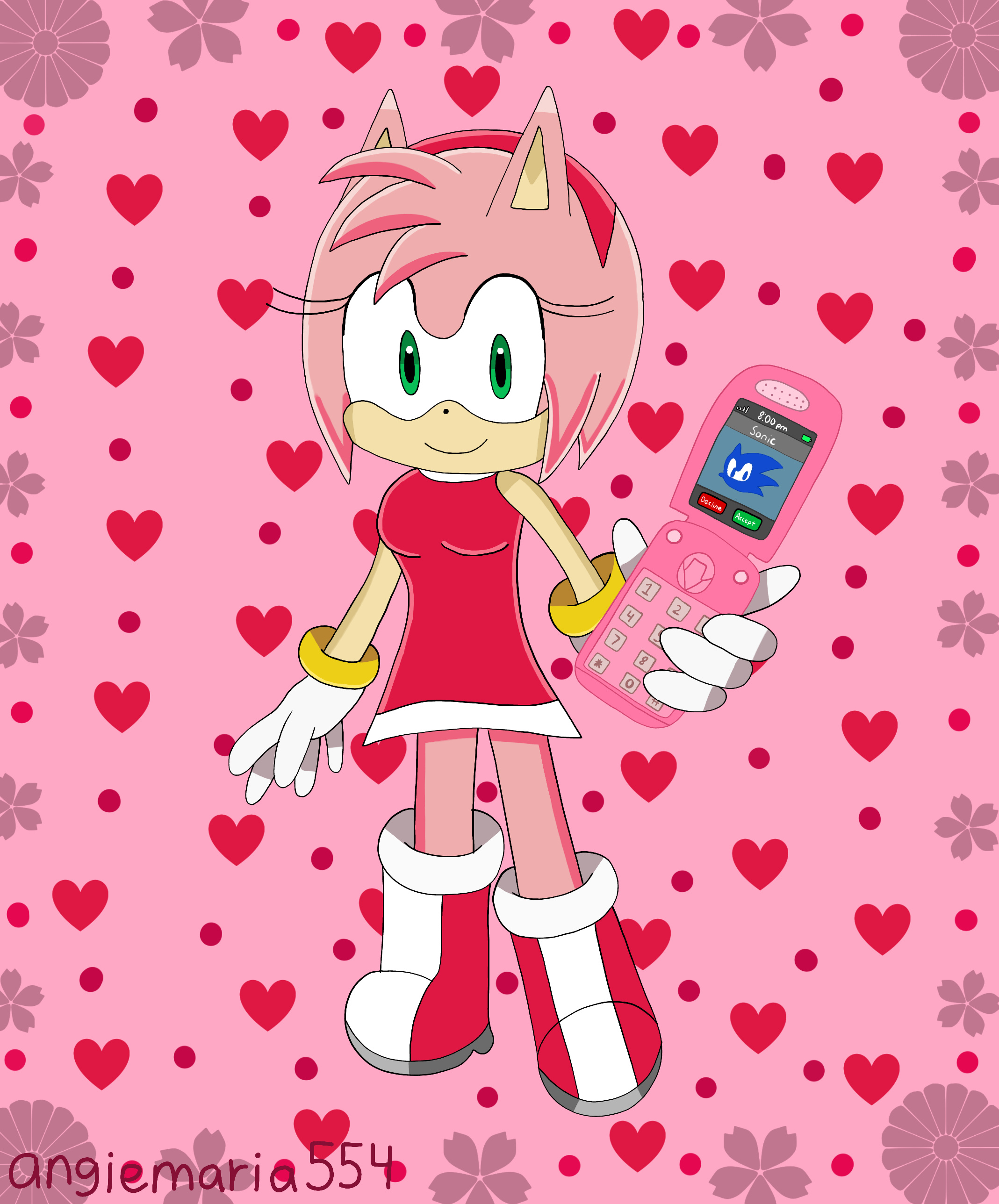 Amy Rose Has a Phone Call From Sonic - ibisPaint
