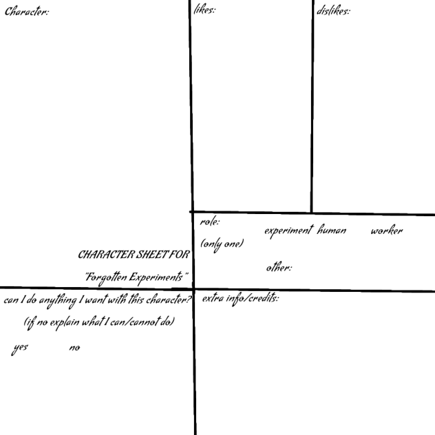 Forgotten Experiments character sheet - ibisPaint