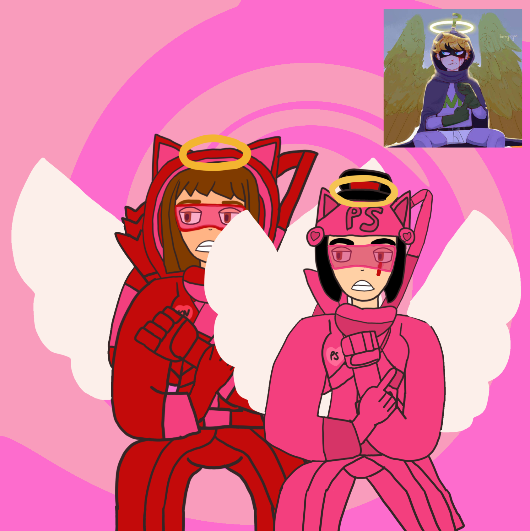 Kitsune Ninja Angel Halo And Wings. - ibisPaint