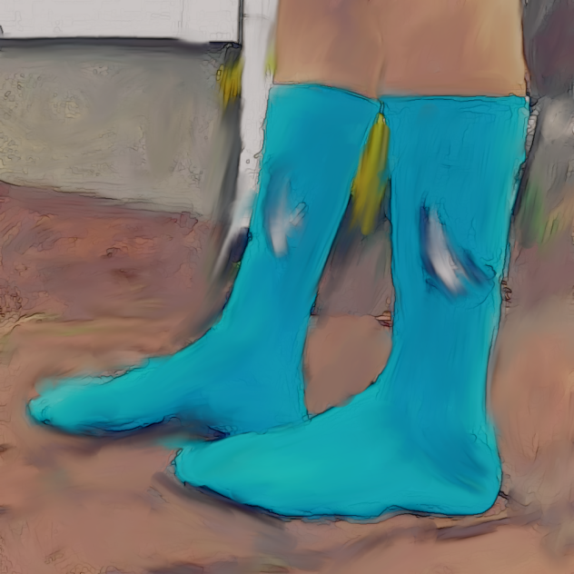 Teen Blue socks barefeet on barelegs - ibisPaint