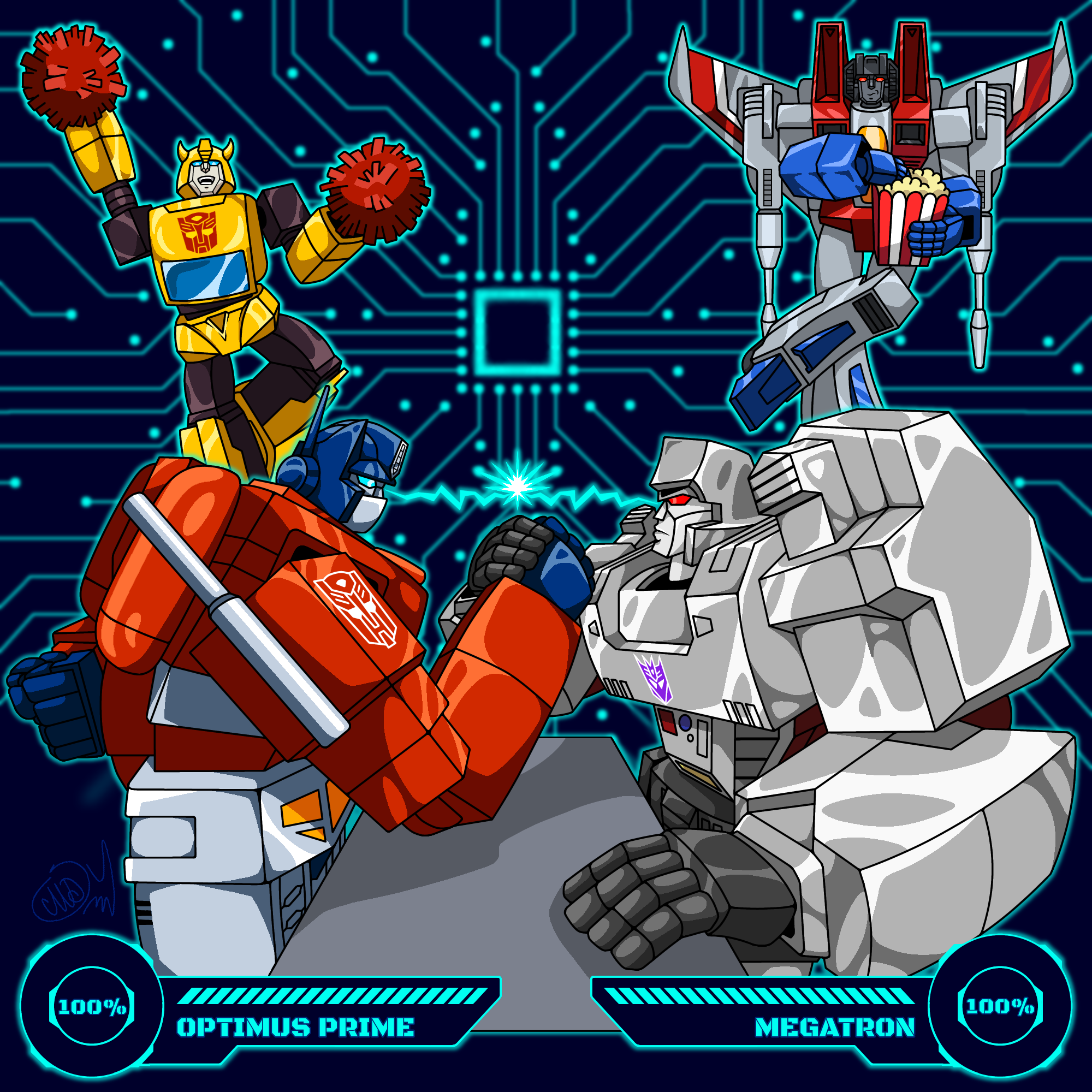OPTIMUS PRIME arm wrestling MEGATRON - ibisPaint