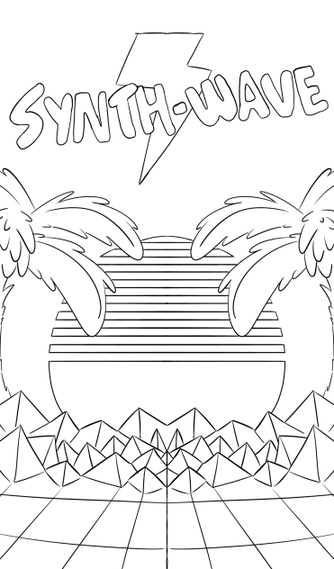Synthwave Lineart (free to color) - ibisPaint