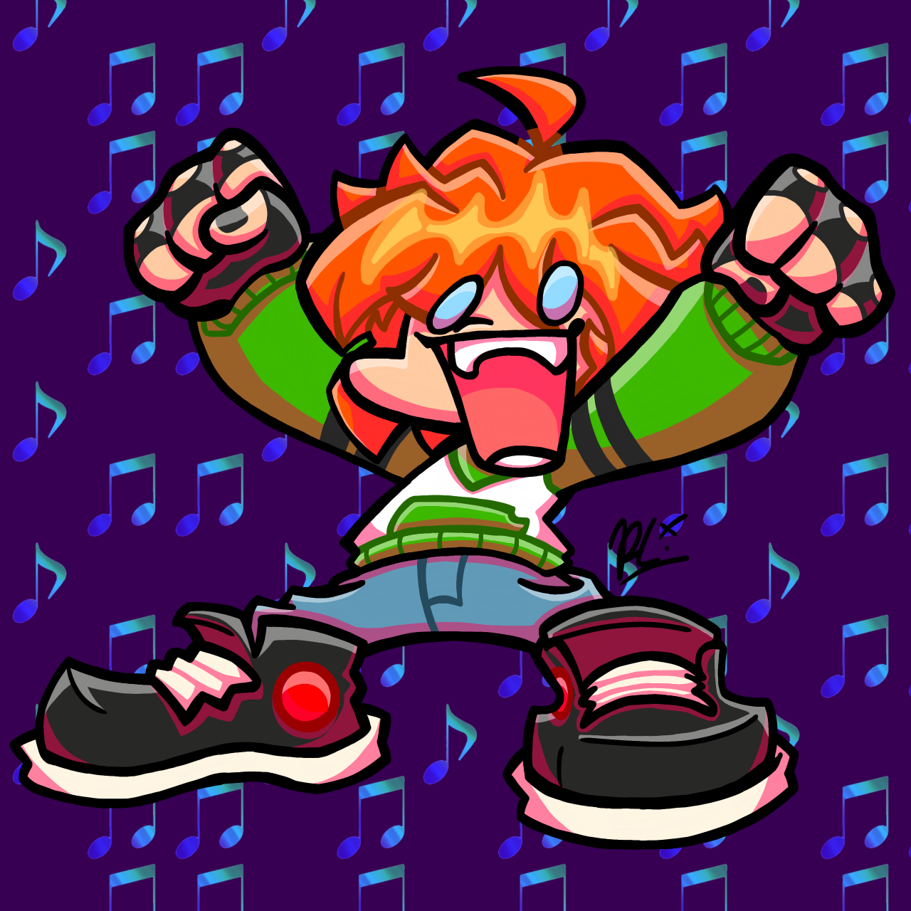 Pico go yippee happy goober 🧡💚🖤 ️💙💛 - ibisPaint