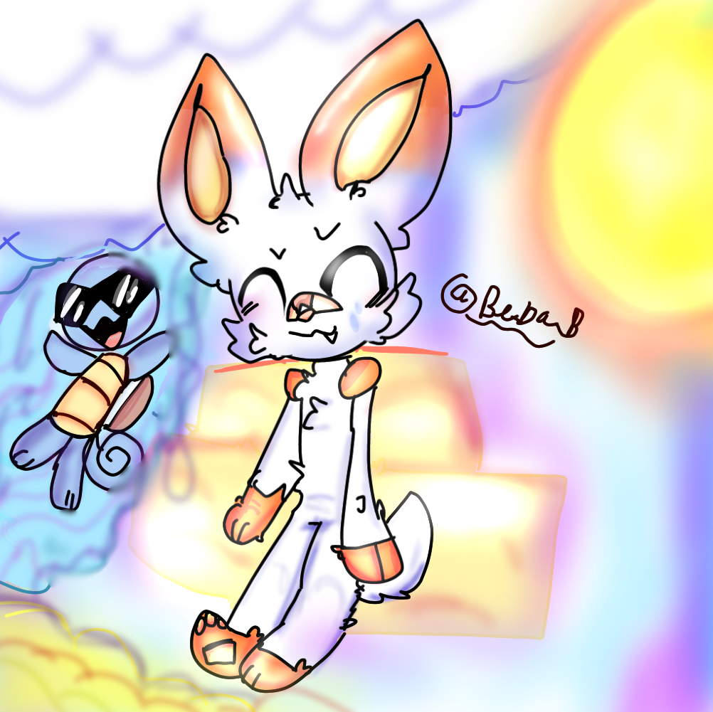 Scorbunny🔥and squirtle🥶 just chillin - ibisPaint