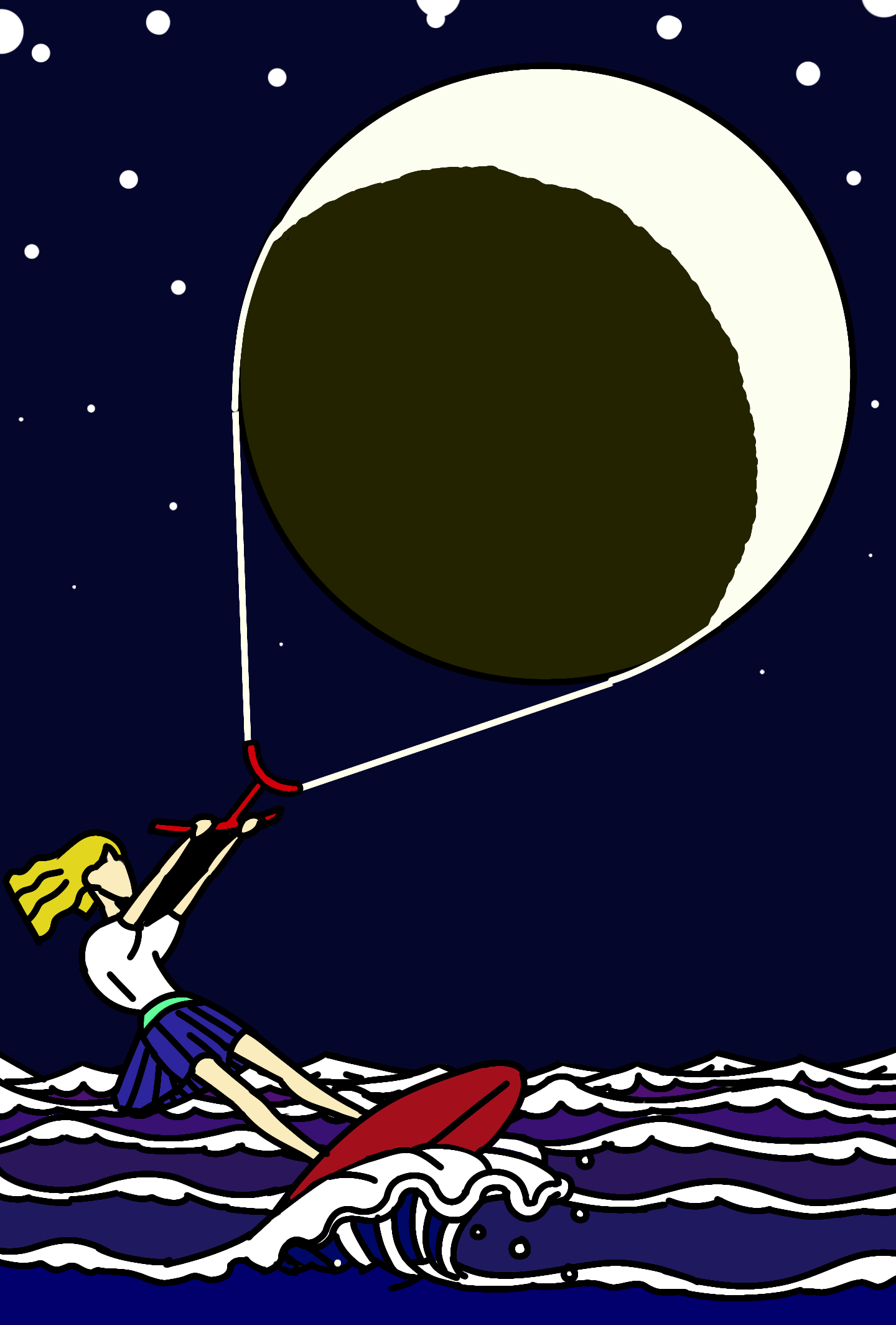 Surfing With Moonlight - ibisPaint