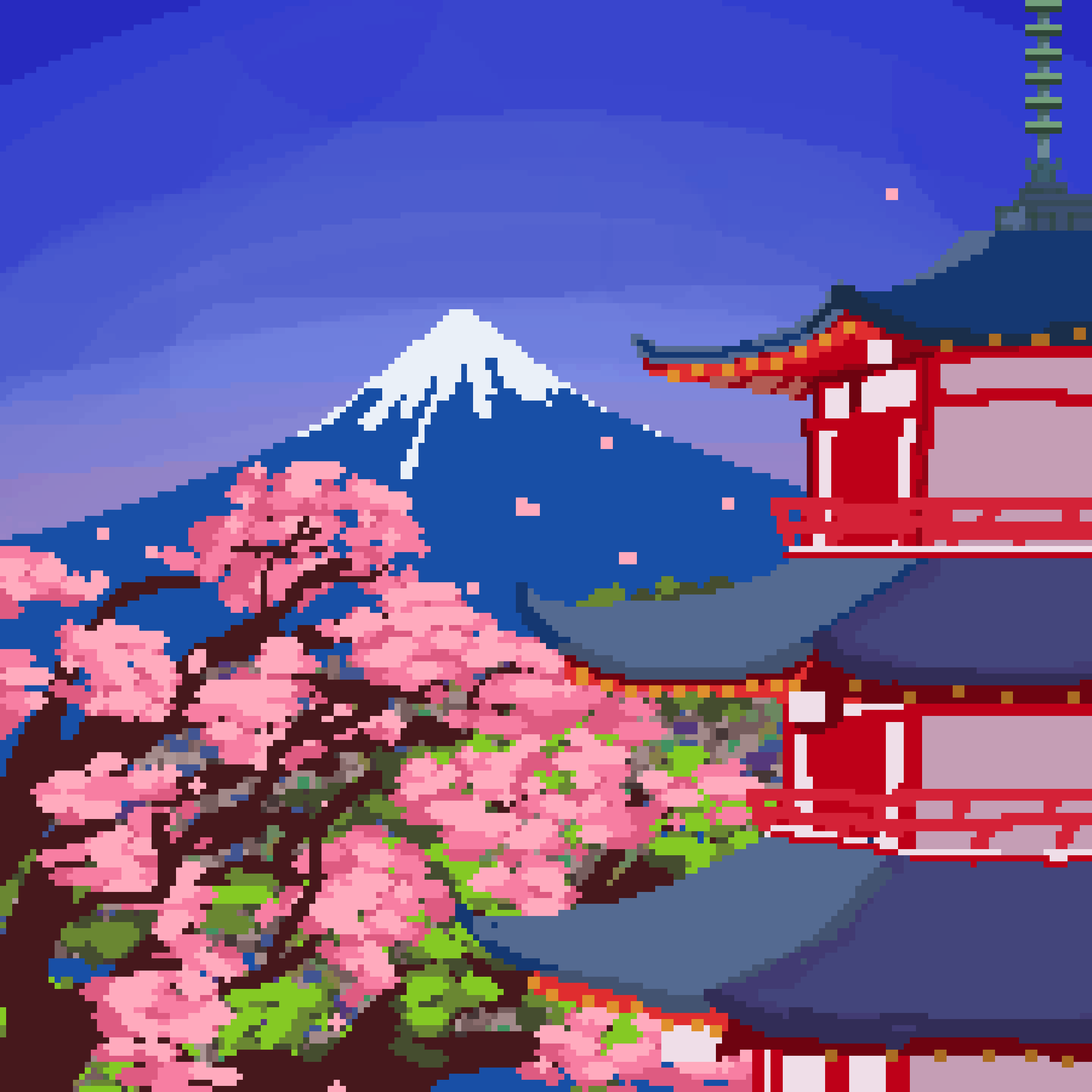 japan spring scenery pixel - ibisPaint