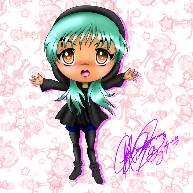 My OC. Green, chibi version - ibisPaint