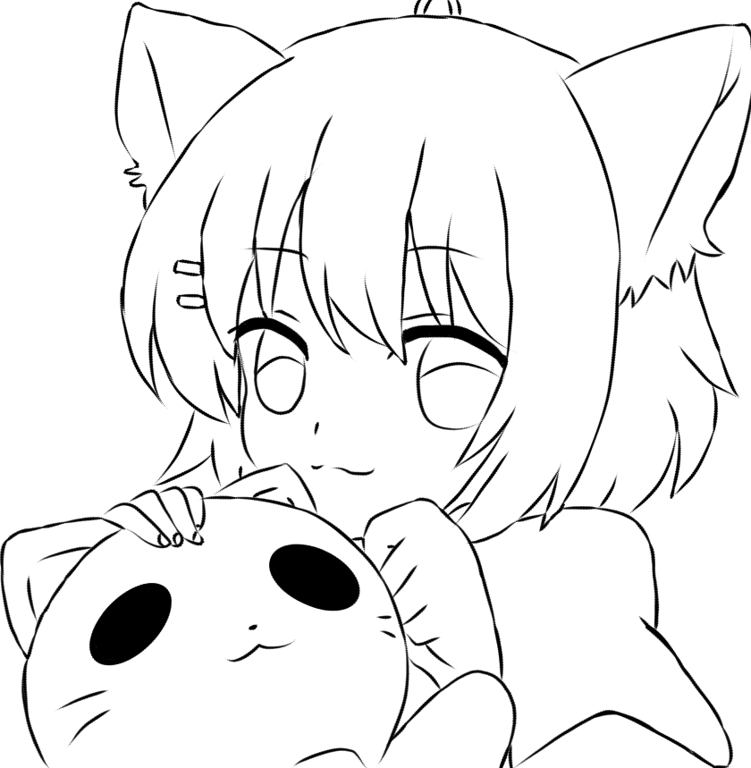 Uncolored cat girl. 🐸FROG YOU CANCER BTW - ibisPaint