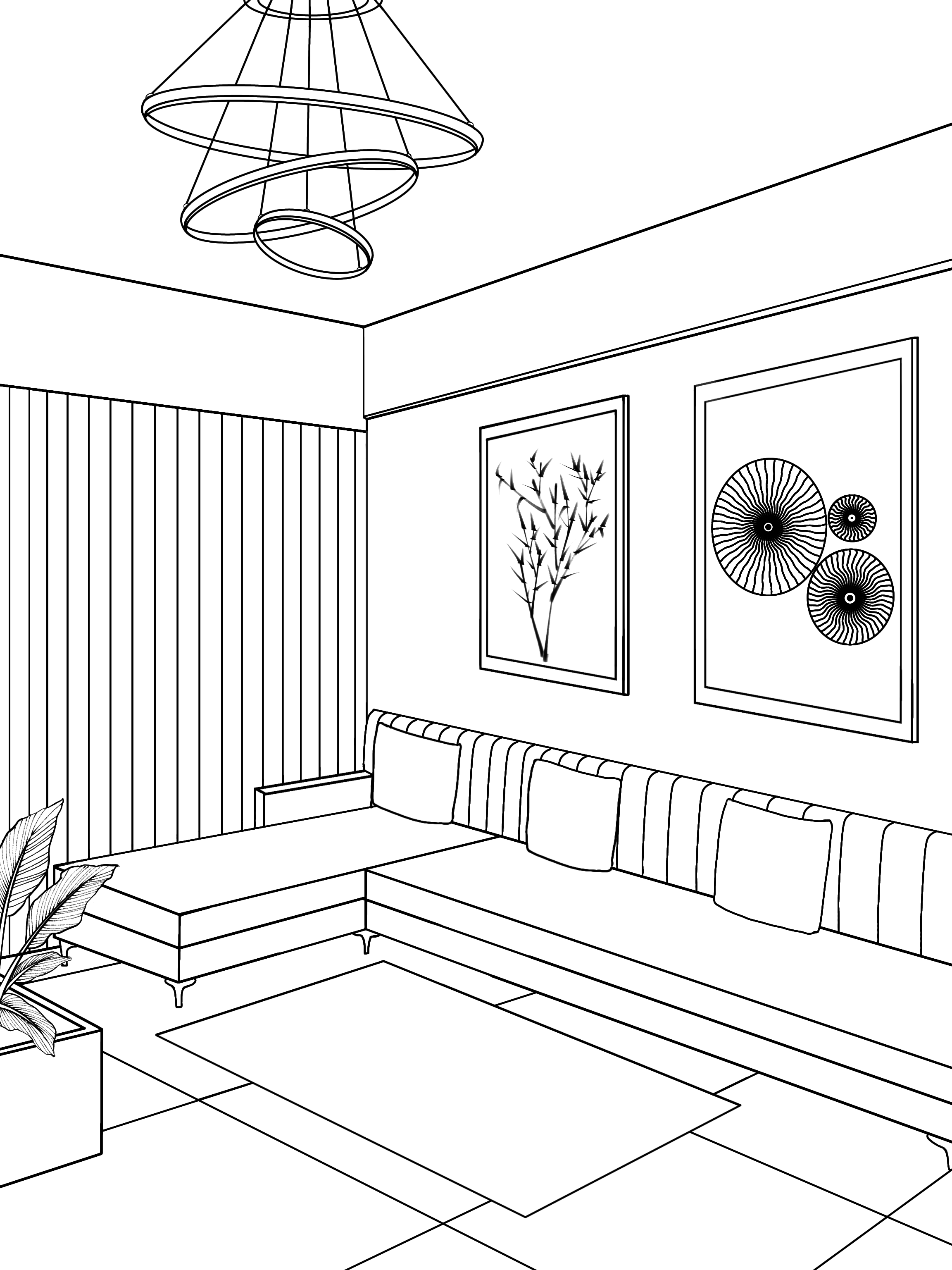 Living room (outline) - ibisPaint