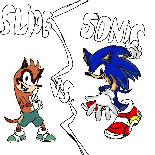 slide the ferret vs sonic the hedgehog - ibisPaint