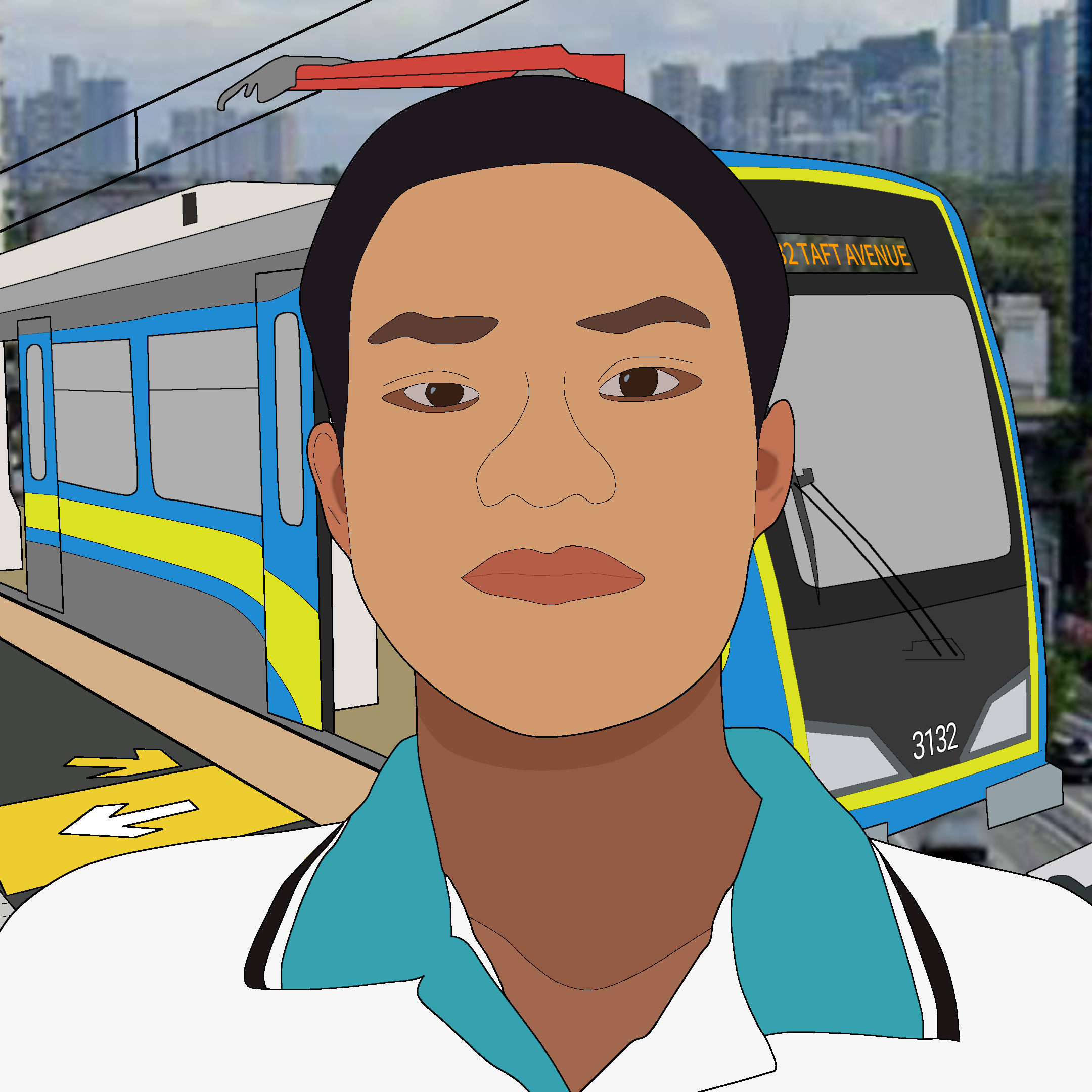Me with MRT-3 train at back - ibisPaint