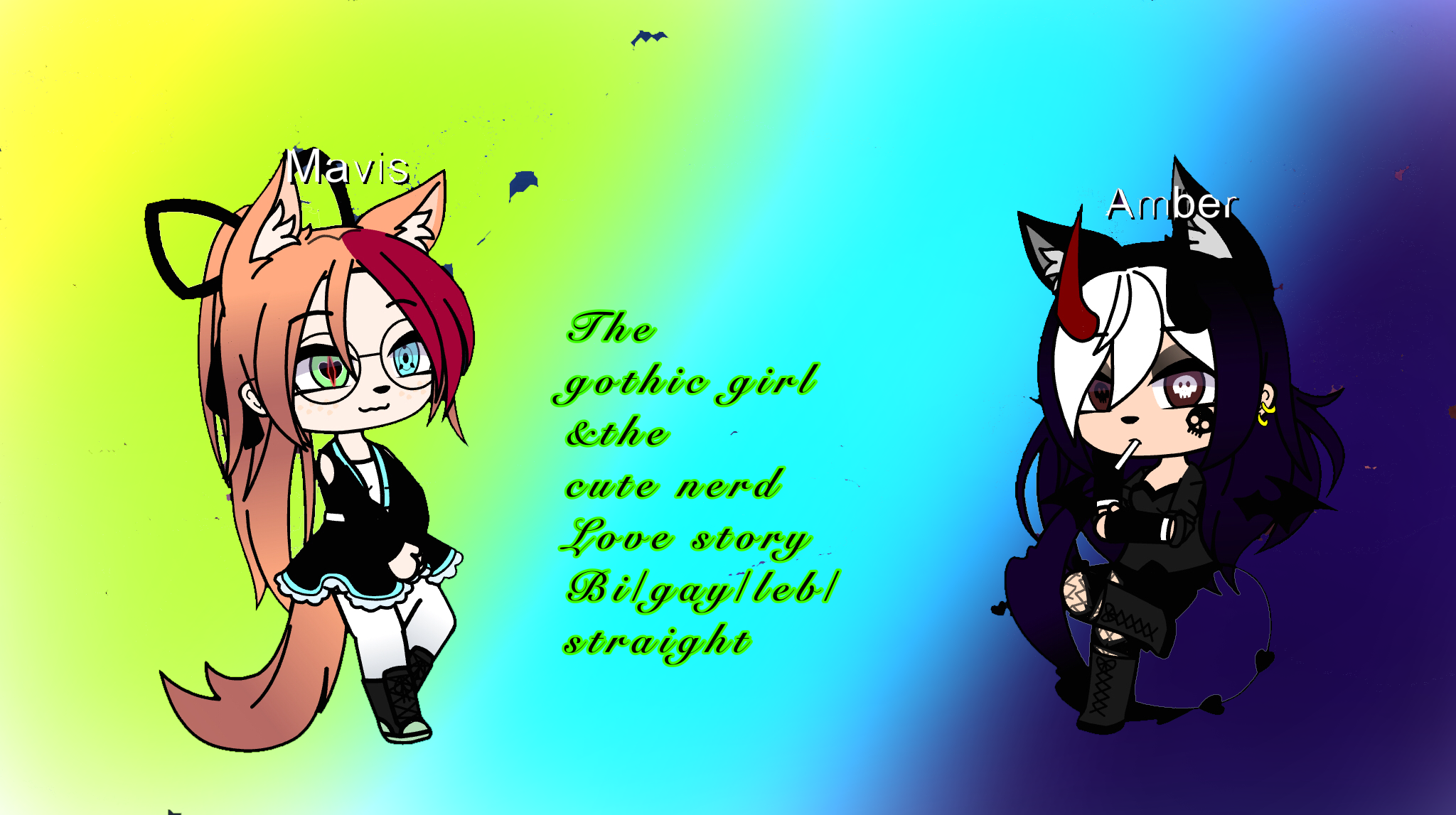 Gothic girl and cute nerd girl - ibisPaint