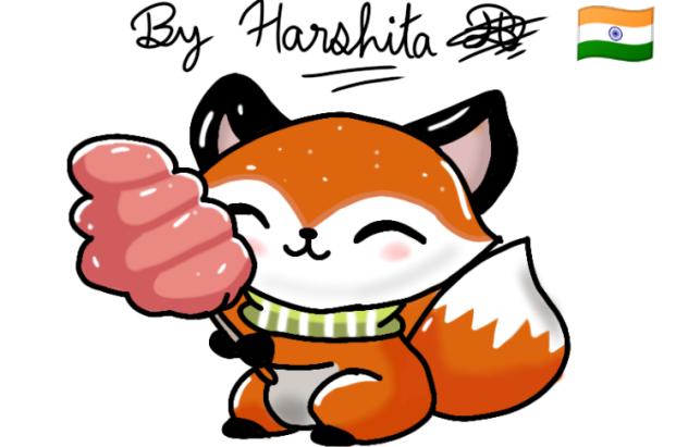 Fox holding cotton candy 🍭 - ibisPaint