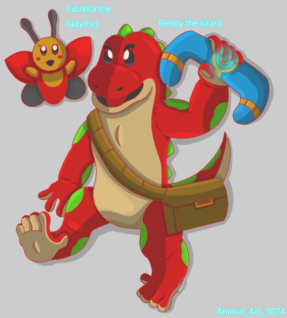 Reddy the lizard and Fio the ladybug - ibisPaint