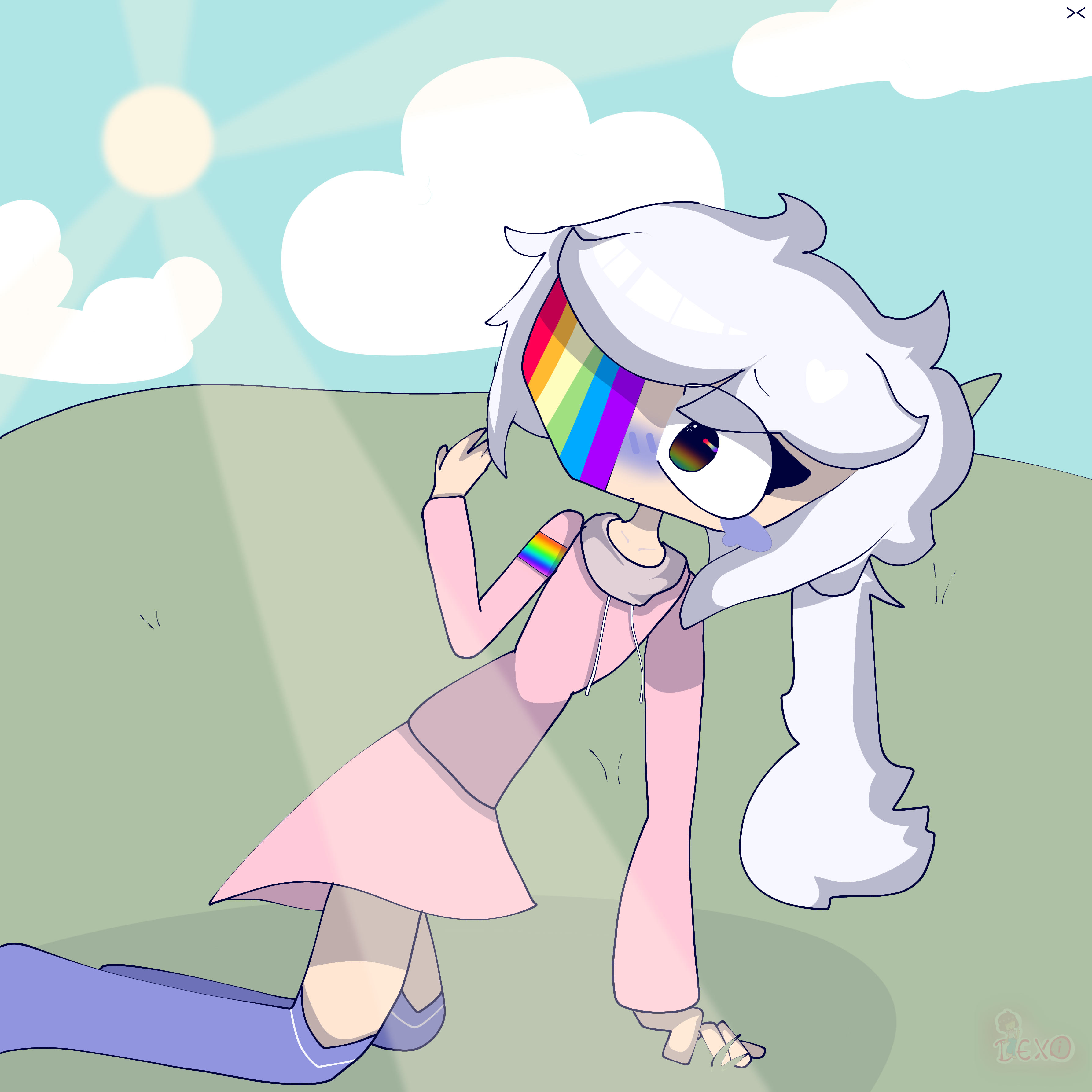 She finally accepted to touch GRASS - ibisPaint