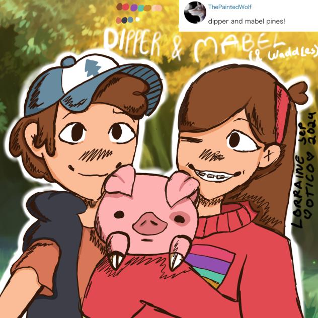 Dipper,Mabel, & Waddles - ibisPaint