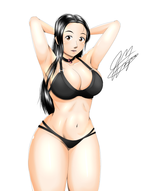 black haired girl in bikini - ibisPaint