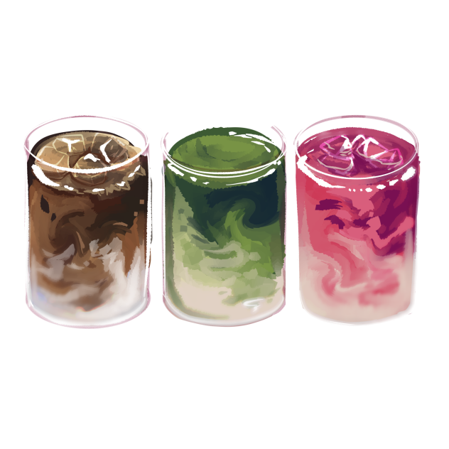 Ice coffee, ice matcha, ice strawberry - ibisPaint