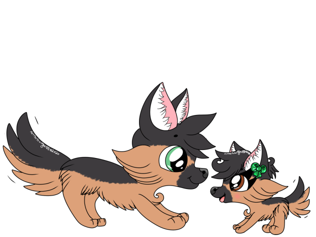 German Shepherd Dad And Daughter Dogs - ibisPaint