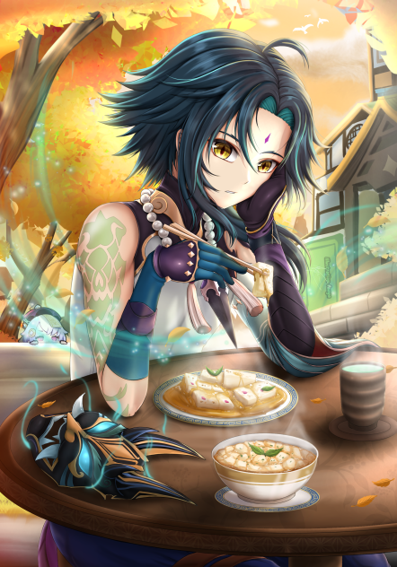 Xiao eating almond tofu - ibisPaint