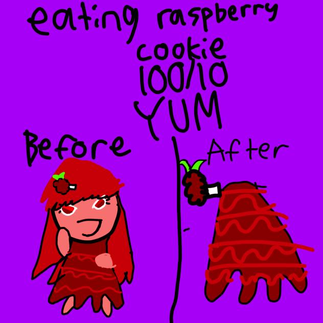 eating raspberry cookie - ibisPaint