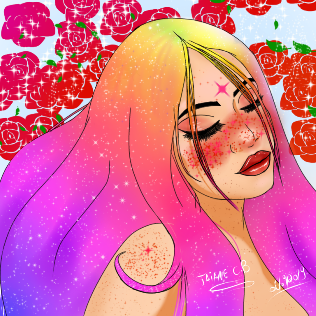 cabelos arco-íris - ibisPaint