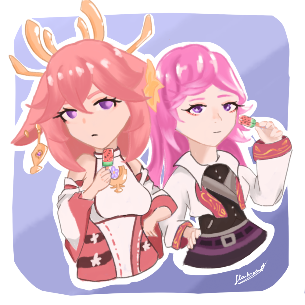 Yae Miko and Kagura - ibisPaint