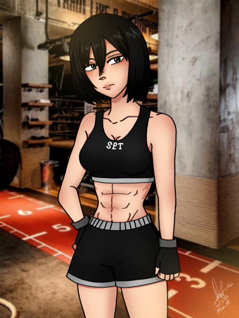 Mikasa at gym 💪🏻🔥 - ibisPaint