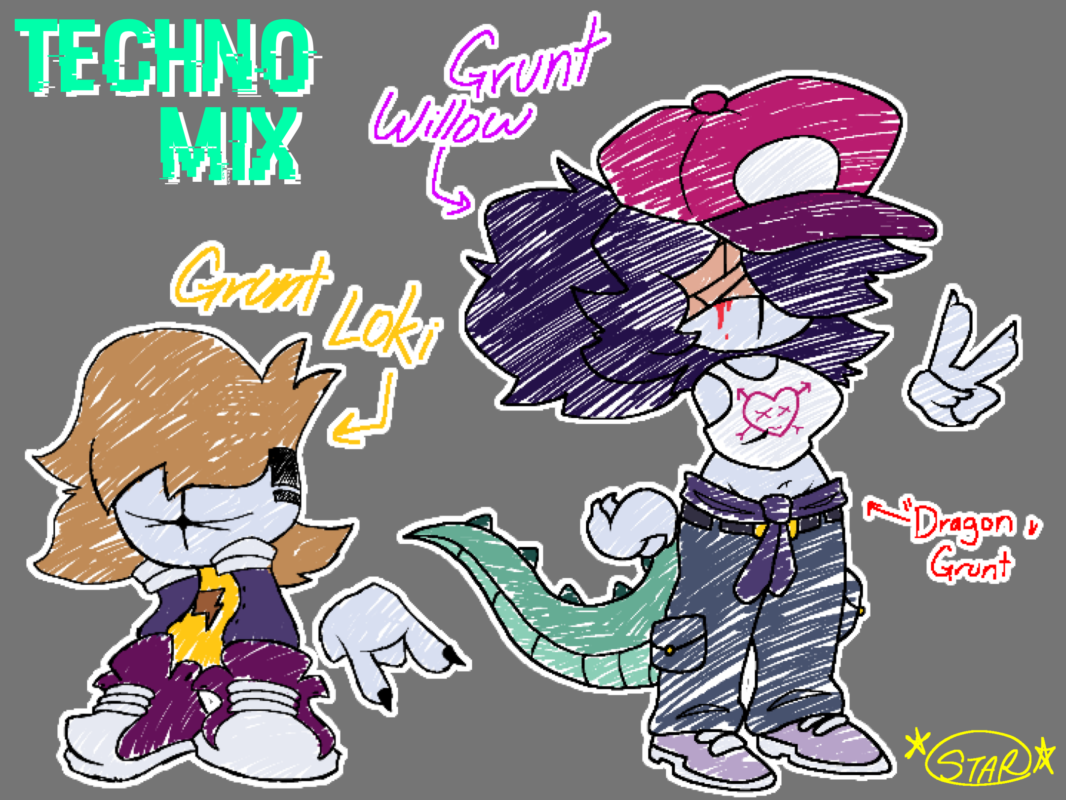 Techno mix Grunt Loki & Willow - ibisPaint