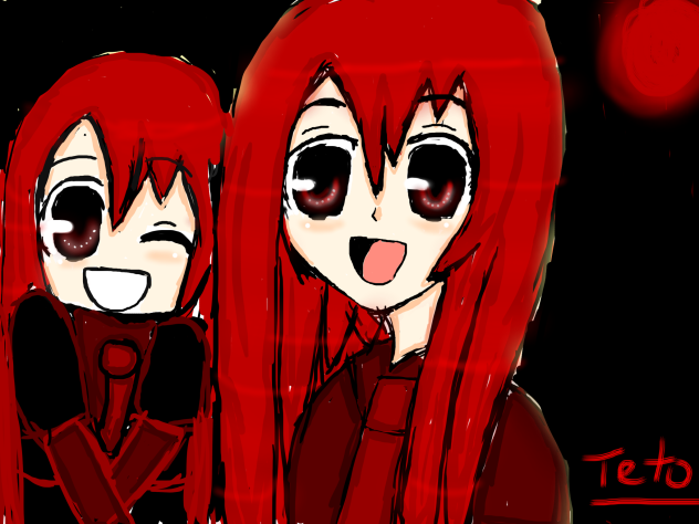 Red anime girl and chibi - ibisPaint