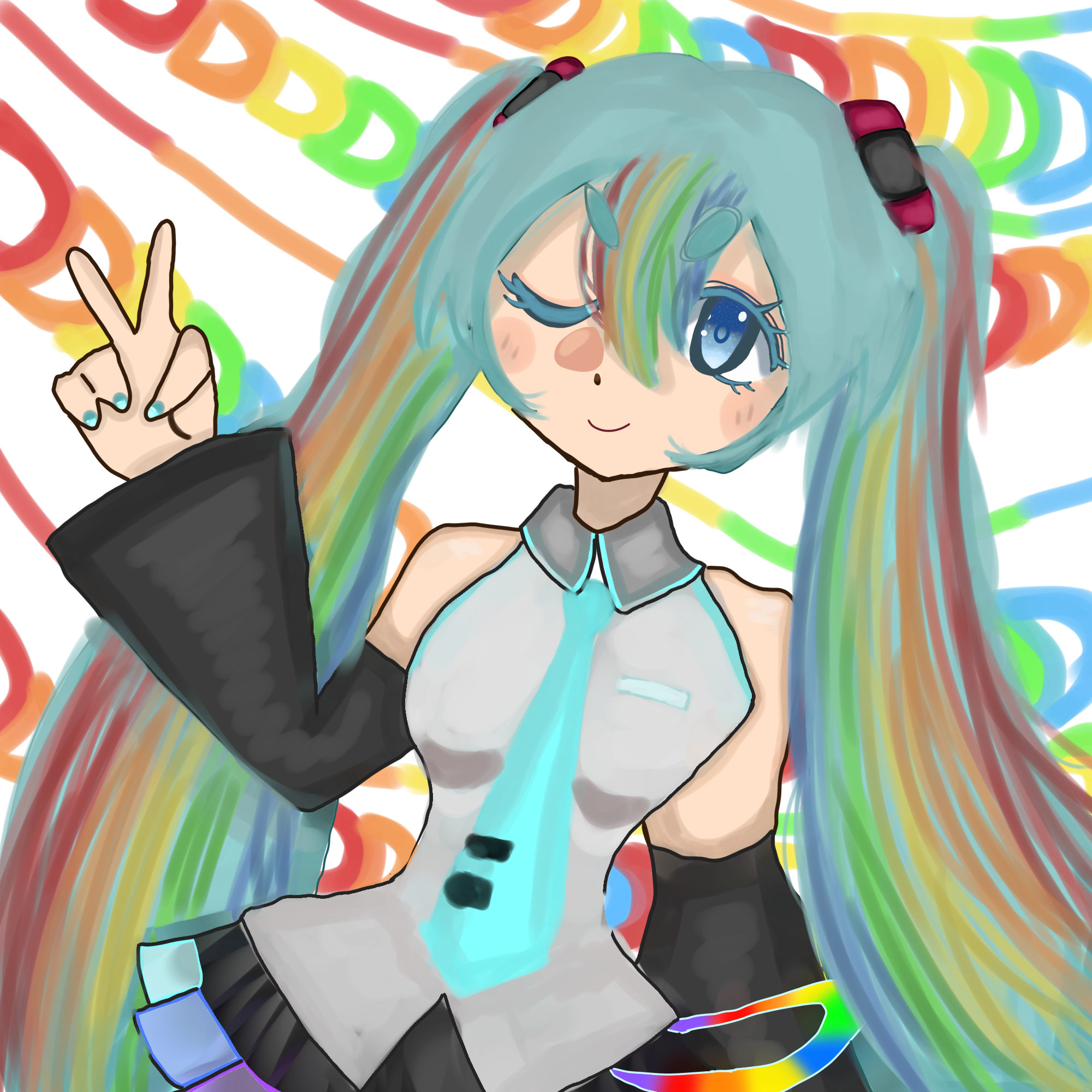 RAINBOW MIKU I tried - ibisPaint