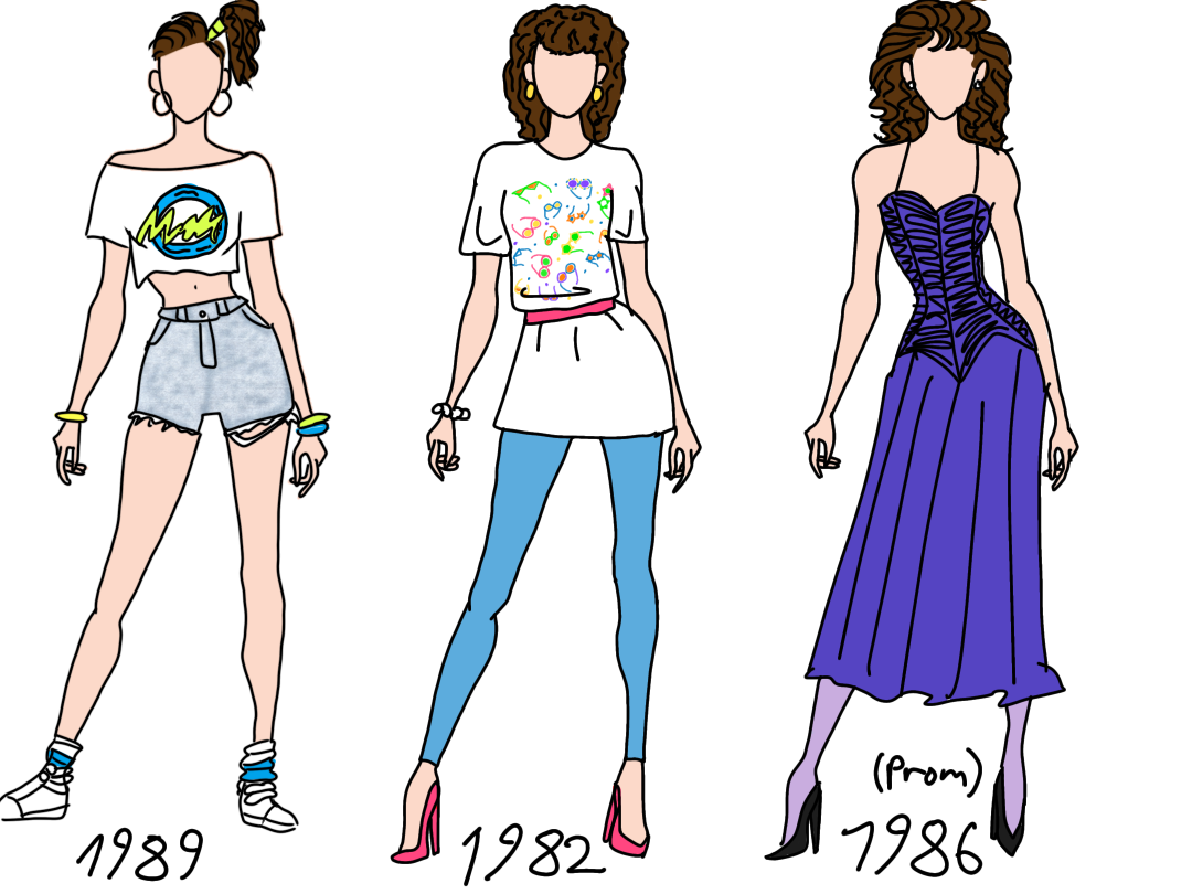 Sketches of 80s inspired outfits - ibisPaint