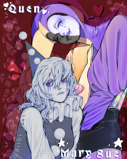 The clown and her loyal jester (in color - ibisPaint