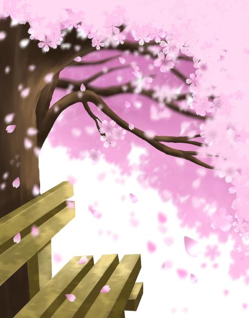 Bench in spring 1 - ibisPaint