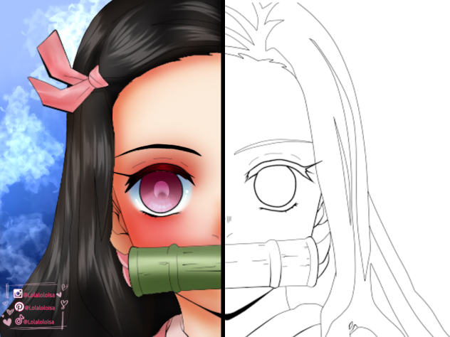 paint Nezuko drawing - ibisPaint