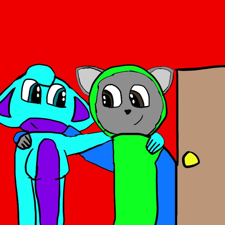 me and my friend blue purple cat - ibisPaint