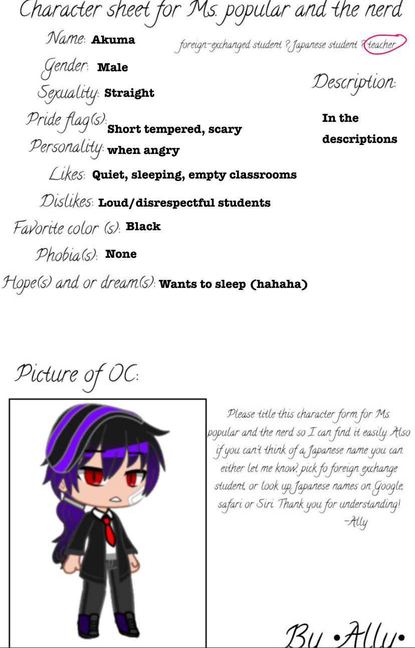 Form for Ms Popular and the Nerd - ibisPaint