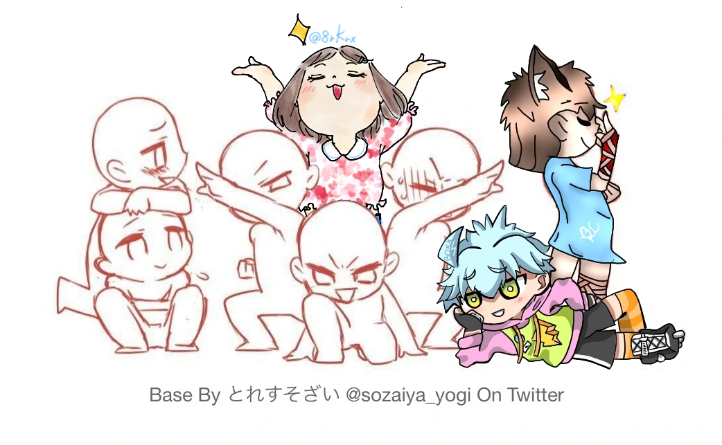 Cute poses collab - ibisPaint