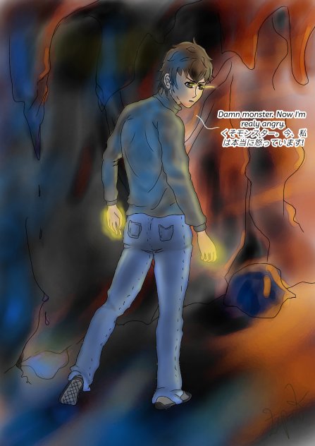 Jona in the monster cave (the blue oak) - ibisPaint