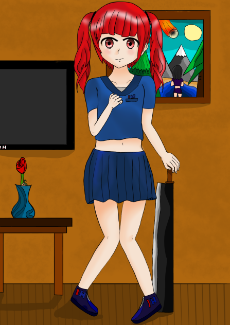 Natsuki with a small kitchen knife - ibisPaint