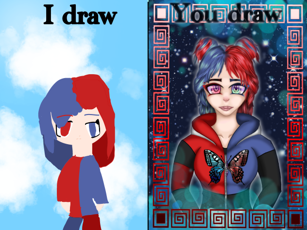 Red-Blue Girl Collab - ibisPaint