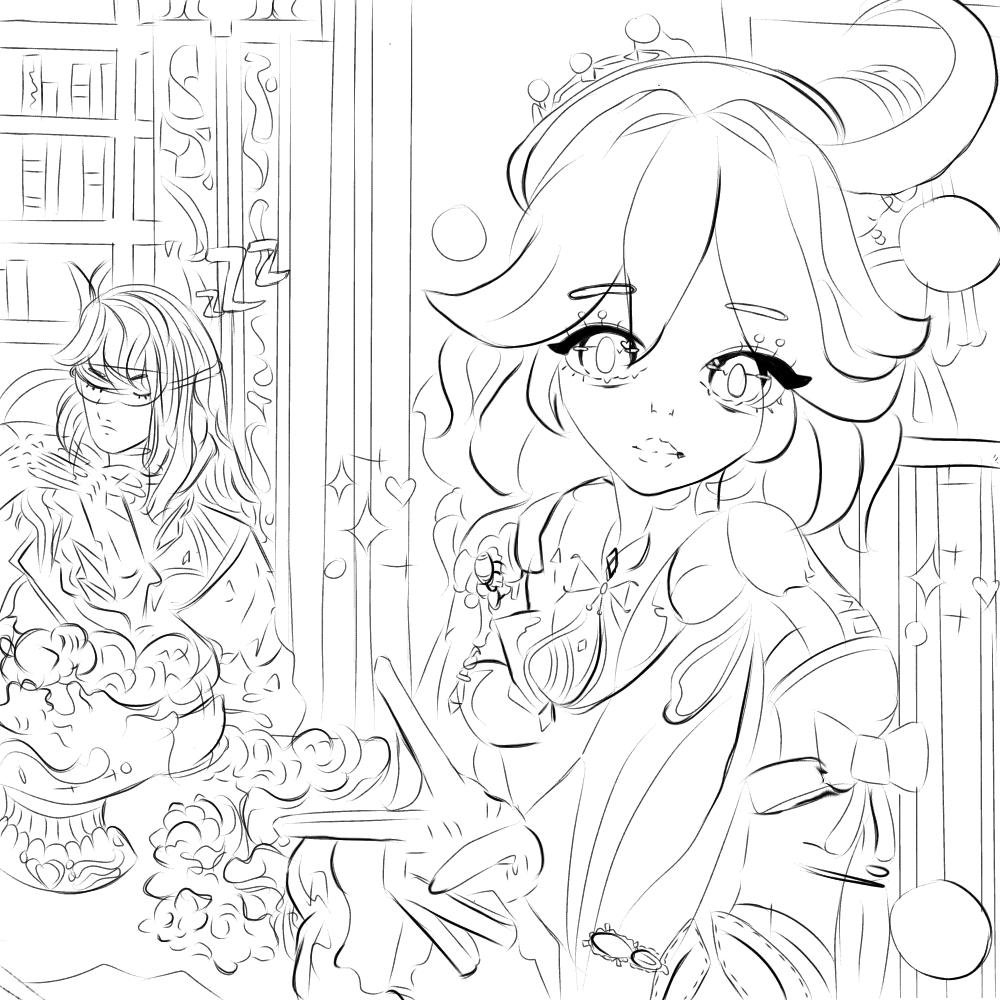 Furina and Neuvillette Line art - ibisPaint