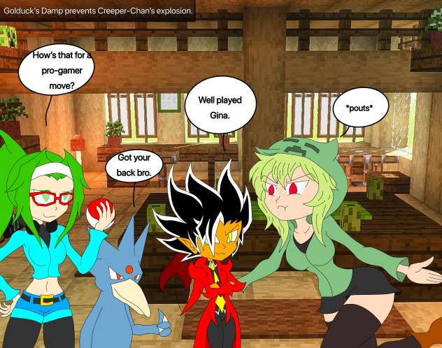 Drawing CreeperChan vs the Damp ability - ibisPaint