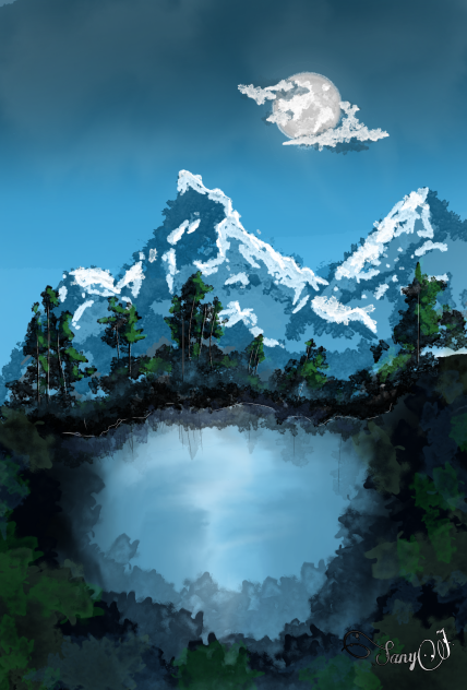 snow mountain landscape - ibisPaint