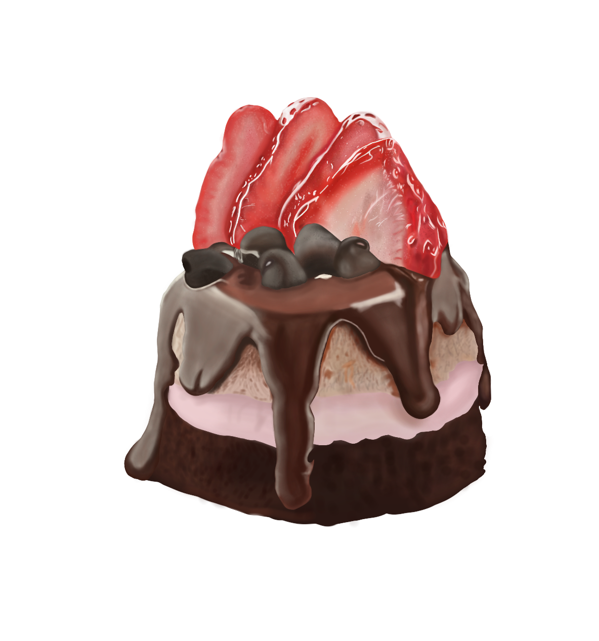 Strawberry chocolate cake - ibisPaint